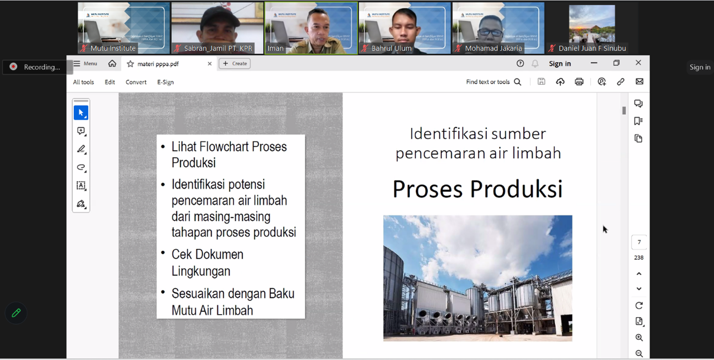Mutu Institute Telah Menyelenggarakan Pelatihan Lingkungan PLB3, PPPA ...